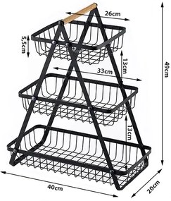 Verk Group Kuchyňský regál v podkroví kuchyňský organizér třípatrový stojan s košem