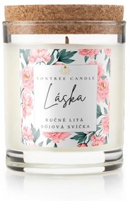 Sójová svíčka VONTREE CANDLE ❤ Láska | Maliny, Liči, Růže, Jasmín. Pivoňka | 175 g Typ víčka: Korkové víčko