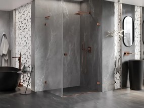 Mexen Lunar-B L výklopný sprchový kout pravý 80 x 70 cm, čiré sklo, růžové zlato, 832L-080-070-60-00-P