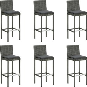 7dílný zahradní barový set s poduškami polyratan šedý 3064835