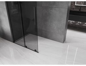 Mexen Velar L, posuvná sprchová zástěna Walk-in 90 x 200 cm, 8mm šedé sklo, černá matná, 871-090-003-43-70