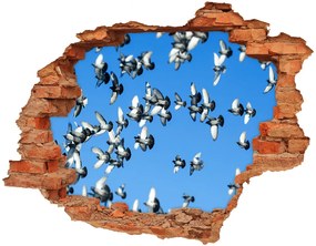 Wallmuralia Samolepící díra na stěnu Stádo holubů 90x70 cm