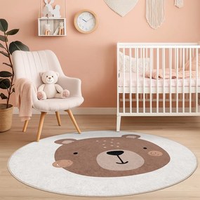 Hnědý/krémový pratelný dětský koberec ø100 cm Teddy Bear – Mila Home