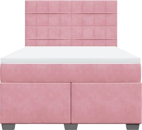 Box spring postel s matrací růžová 140x200 cm samet 3290935