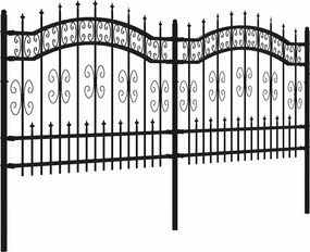 Zahradní plot KAMPEN s kopím nahoře černý 240 x 100 cm ocelový 151085