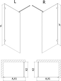 Mexen Lunar sprchová stěna Walk-in levá 120 x 200 cm, transparentní 8 mm, zlatá kartáčovaná - 830-120-000-55-00-L