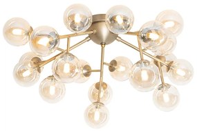 Moderní stropní svítidlo bronzové s jantarovým sklem 20 světel - Bianca