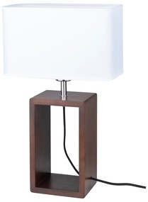 BRITOP Stolní lampa CADRE, 1xE27, v. 48 cm Barva stínidla: Bílá látka, Barva podstavy: Bukové dřevo