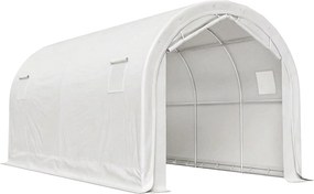 Outsunny venkovní garáž pro auto 3x6 m, vodotěsná, s odolnou PE tkaninou, rám z pozinkovaného kovu, UPF 30+, bílá