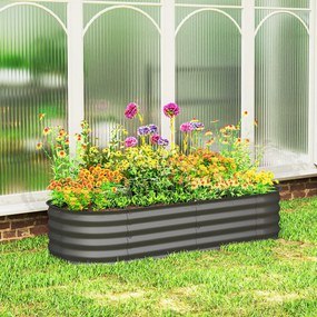 Outsunny Vyvýšený záhon pro rostliny, modulární vyvýšený záhon, chráněné okraje, provedení bez podstavce, 150 x 62 x 30 cm, tmavě šedý