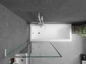 Mexen Next L, 1-křídlová vanová zástěna 80 x 150 cm, 6mm čiré sklo-černý vzor, ​​bílý profil, 895-080-000-03-70-20