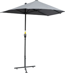 Outsunny 2 x 2 m Polokruhový Sluneční Umbrella na Balkon se Stojanem, Voděodolný pro Zahrady, Terasy, Dvorky, 100% Polyester, Tmavě Šedá | Aosom