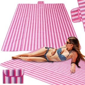 KIK KX4991 Plážová podložka Plážová pikniková deka 200x200cm růžová