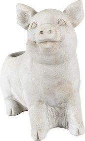 Šedý cementový květináč prasátko Pig - 24*13*20 cm