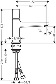 Hansgrohe Metropol, umyvadlová baterie Select 100 s odtokovou soupravou Push-Open, chromová, 32570000