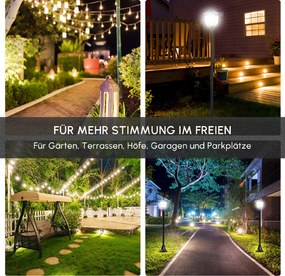 Outsunny Solární zahradní lucerna Lantern Path Light s LED 40 lumenů černá 18 x 18 x 160cm | Aosom