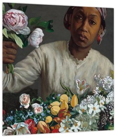 Obraz - Frédéric Bazille, Young Woman with Peonies, reprodukce (30x30 cm)