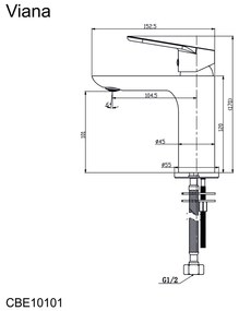 Mereo Viana umyvadlová stojánková baterie bez výpusti mosaz chrom CBE10101