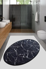 Oválný koberec Black Marble 60x90 cm černý