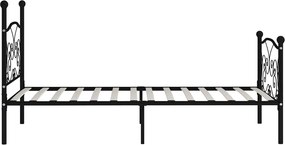 Rám postele s laťkovým roštem černý kov 90 x 200 cm 284454