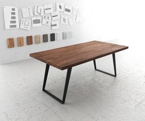 Jídelní stůl Edge 200x100 XL akácie hnědá kovová šikmá