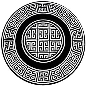 Dywany Łuszczów, Kusový koberec Gloss 6776 85 greek black/ivory kruh, 200x200 (průměr) kruh, černobílá, chodba / předsíň