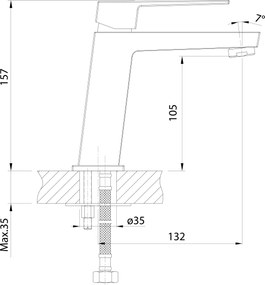 Aqualine Aqualine, RITMO 26 stojánková umyvadlová baterie bez výtoku, chrom, RT001