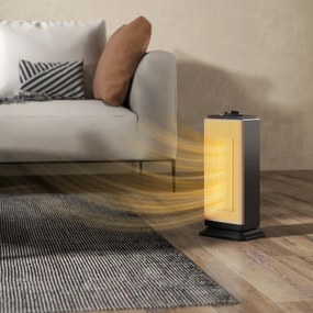 HOMCOM Elektrický keramický přímotop 2000 W s oscilací, nastavitelným termostatem a 3 režimy 18x15x40,5 cm černý