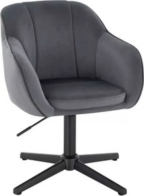 LuxuryForm DESIGN Otočná židle AVOLA VELUR na černém kříži - tmavě šedá