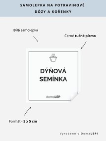 DÝŇOVÁ SEMÍNKA – bílá samolepka na dózu, tučné písmo, 5 x 5 cm | DomaLEP