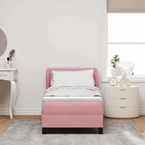 Postel s boxspringem s čelo Růžová 80 x 200 cm samet 3340309