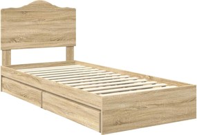 Postel s úložným prostorem se zásuvkou Sonoma dub 100 x 200 cm 3413536
