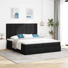 Osmanský rám postele s matrací černá 160x200cm textil 3313687