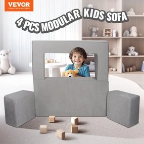 Modulární dětská pohovka na hraní 4ks DIY kreativní dětská dělená pohovka tmavě šedá