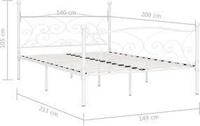 Rám postele s laťkovým roštem bílý kov 140 x 200 cm 284450