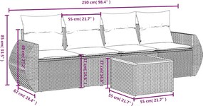 5dílná zahradní sedací souprava s poduškami černá polyratan 3257210