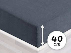 Froté napínací prostěradlo na extra vysokou matraci FR-029 Antracitově šedé 100 x 200 - výška 40 cm