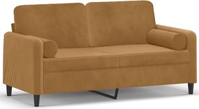 2místná pohovka s polštáři hnědá 140 cm samet 3200888