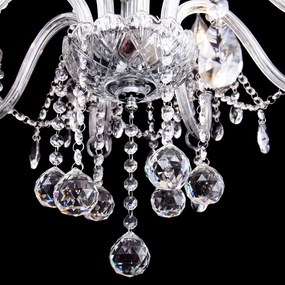 Toolight - Křišťálový závěsný lustr 8xE14 60W, stříbrná, OSW-04600