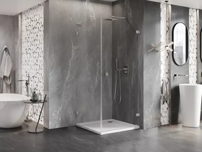 Mexen Lunar-B L výklopný sprchový kout pravý 100 x 100 cm, čiré sklo, broušená ocel, 832L-100-100-97-00-P