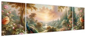 Obraz - Pávi v zahradě (170x50 cm)
