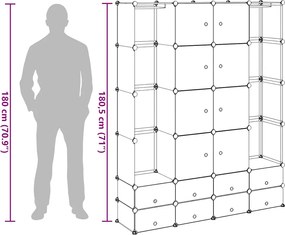 vidaXL Marketos Modulární skříň s 18 přihrádkami černobílá 37 x 146 x 180,5 cm