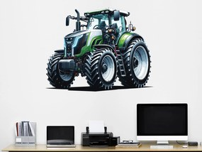 Zelenobílý traktor samolepka na zeď arch 75 x 59 cm