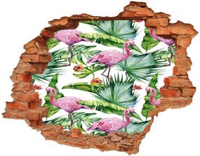 Wallmuralia Díra 3D fototapeta nálepka Plameňáci rostliny 90x70 cm