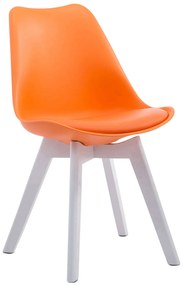 Židle Borne V2 plast / koženka, dřevené nohy bílá - Oranžová