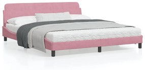 Rám postele s čelem růžový 180x200 cm samet,  373237