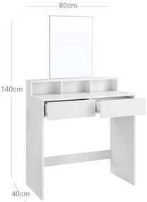 Songmics Toaletní stolek bílý 80 × 40 × 140 cm