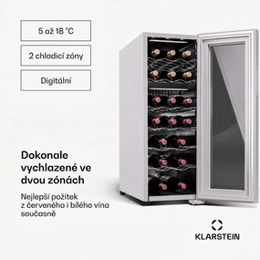 Klarstein Shiraz 18 Duo, vinotéka, 2 zóny, 58 l/18 lahví, 5-18/5-18 °C, dotykové ovládání