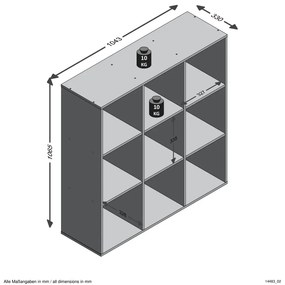 FMD Volně stojící police se 9 přihrádkami dub