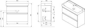 Aqualine Altair koupelnová skříňka pod umyvadlo 76 x 60 x 37 cm dub emporio hnědá AI388